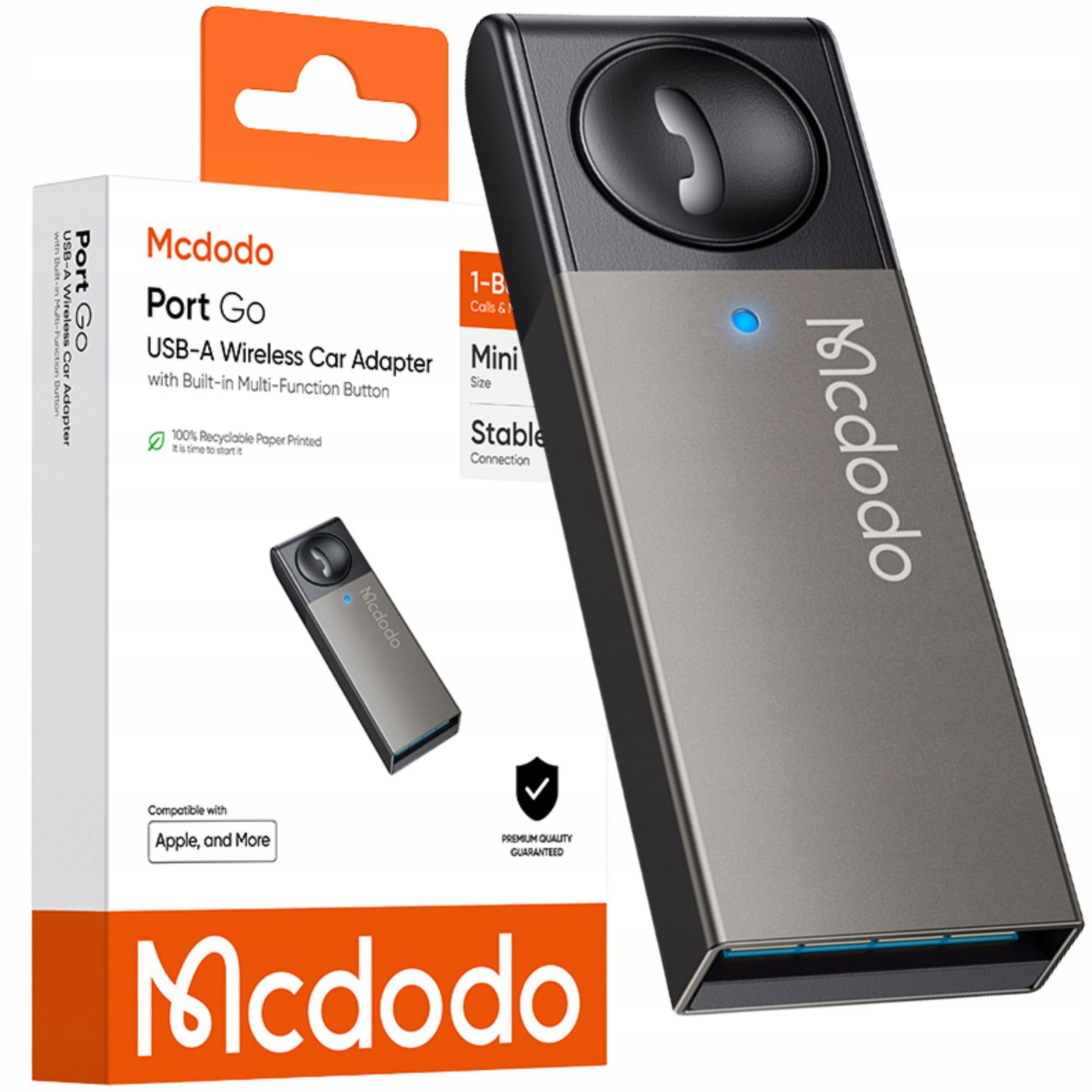 MCDODO ADAPTER TRANSMITER BLUETOOTH DO USB ODBIORNIK ANDROID AUTO ...